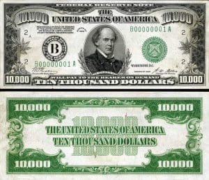10,000 Dollar Bill Value - Value In Different Conditions - Future Art Fair
